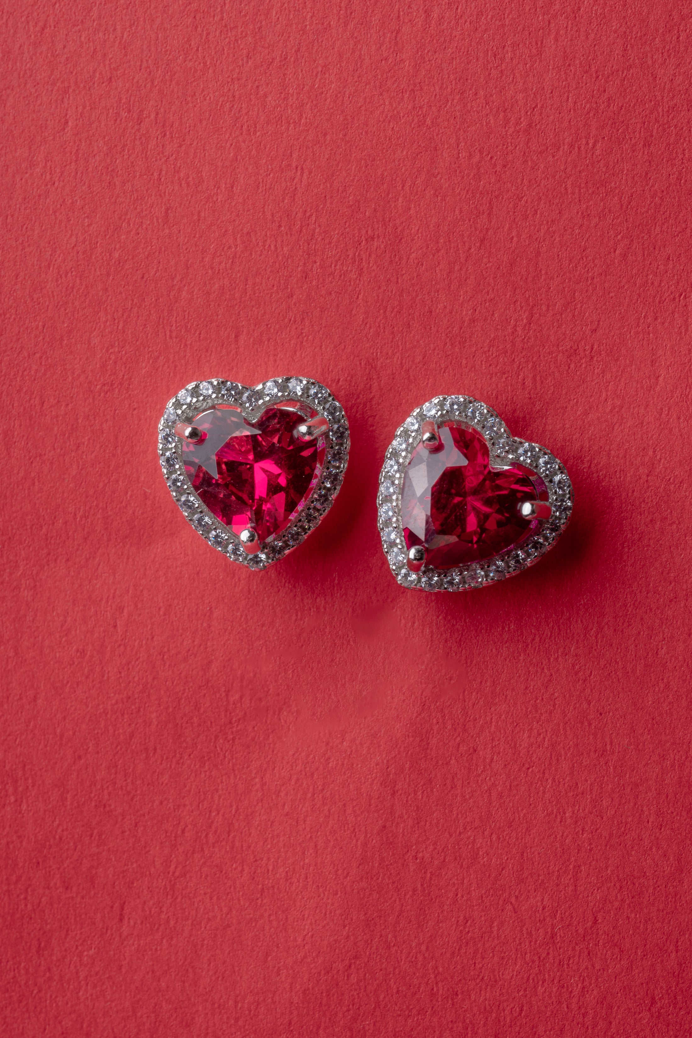 Ruby Heart Studs: Set of two 1.15ct Red Ruby Heart Earrings – Pure Gems